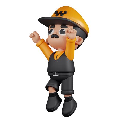 3d Character Taxi Driver Superhero Pose 3d Render Isolated On