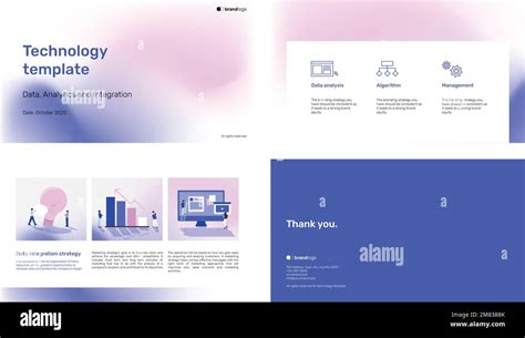 Purple Gradient Presentation Template Vector Set Stock Vector Image