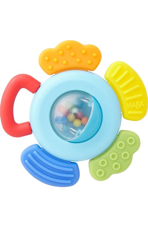 Haba Clutching Toy Blossom Plastic Rattle With 4 Teething Elements