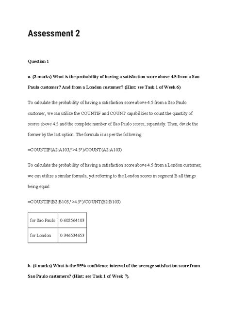 Assessment 2 Assignment Assessment 2 Question 1 A 3 Marks What