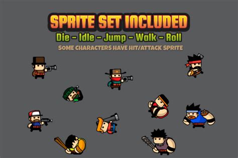 24 Tiny Character Game Sprites Download