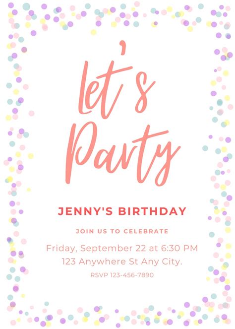 Cake Sprinkles Border Printable Paper Craft Supplies Invitation