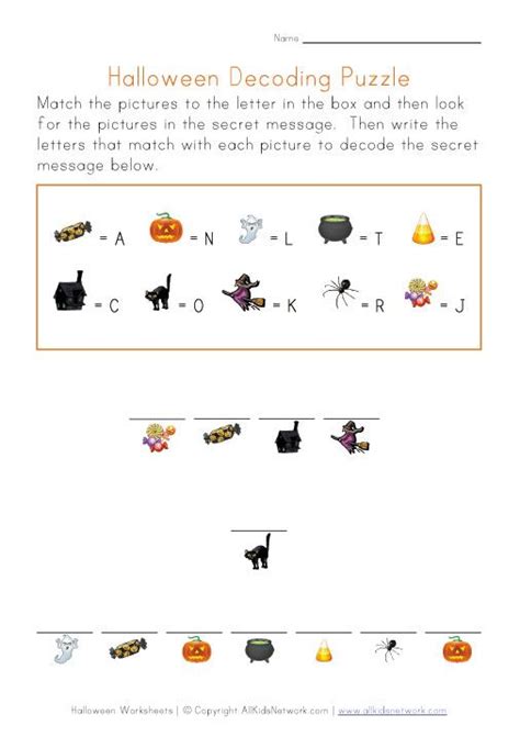 Halloween Decoder Puzzle Page Halloween Worksheets Halloween