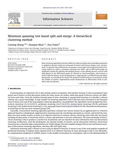 Pdf Minimum Spanning Tree Based Split And Merge A Hierarchical