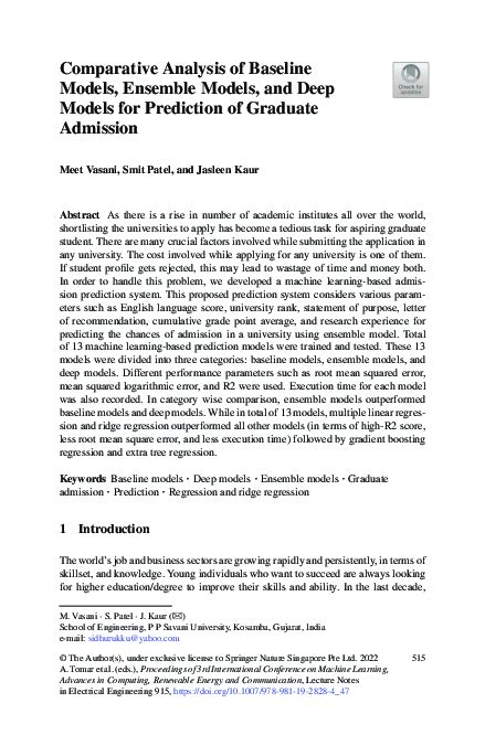 Pdf Comparative Analysis Of Baseline Models Ensemble Models And Deep Models For Prediction