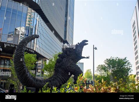 Godzilla Statue At The Hibiya Godzilla Square In Front Of The Hibiya