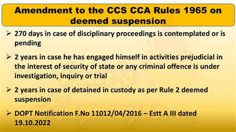 Amendment To The CCS CCA Rules 1965 On Deemed Suspension India Posts Retired Officers
