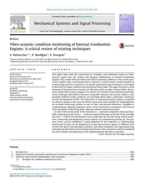 Vibro Acoustic Condition Monitoring Of Internal Combustion Pdf