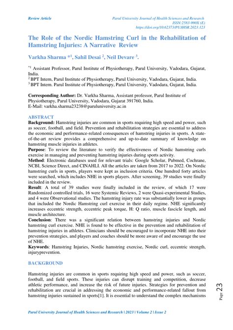 pdf the role of the nordic hamstring curl in the rehabilitation of