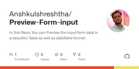 Github Anshkulshreshthapreview Form Input In This Repo You Can