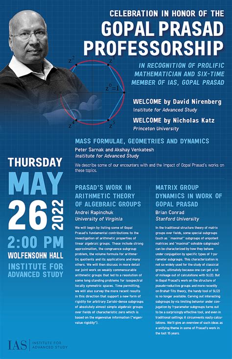 Celebration Of The Gopal Prasad Professorship At The Ias Andrei Rapinchuk