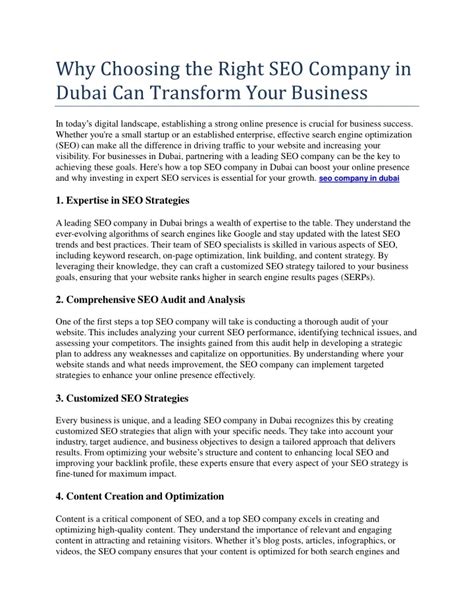 Ppt Why Choosing The Right Seo Company In Dubai Can Transform Your