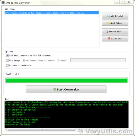 how to convert your e mail eml files to pdf files using veryutils eml