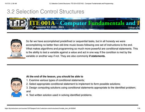 Mitrc 042l1 32 Selection Control Structures Computer Programming