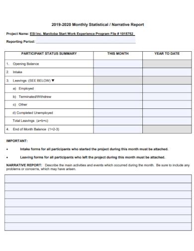 9 Monthly Narrative Report Examples To Download