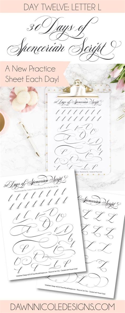 Spencerian Script Letter L Worksheets Hand Lettering Lettering