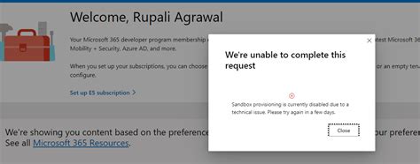 Microsoft 365 Developer E5 Sandbox Provisioning Issues · Issue 2990 · Officedevoffice Js · Github