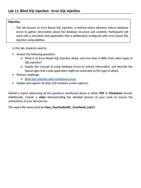 Lab11 Blind Sql Injection Error Sql Injection Pdf