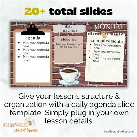 Daily Agenda Slides Template Coffee Shop Theme Morning Meeting