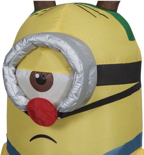Gemmy Airblown Inflatable Minions Stuart As Rudolph Red Nosed Reindeer