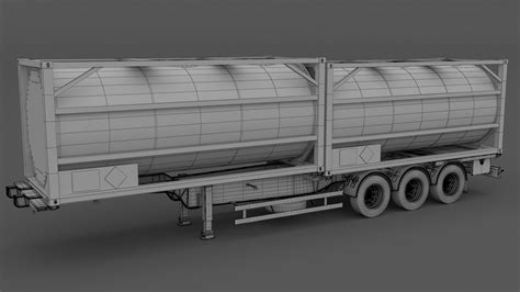 Chassis Semi Trailer With Tank Container 3d Model By Alpha3dst