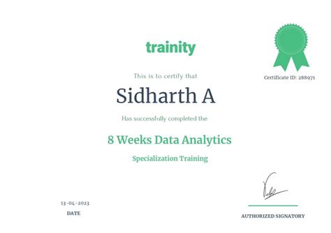 Sidharth A On Linkedin Dataanalysis Certificateofcompletion Trainity