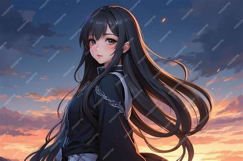 Premium Photo Anime Girl With Long Hair