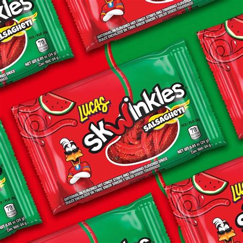 Lucas Salsagheti Watermelon Skwinkles Hot Candy Strips Tamarind Sauce