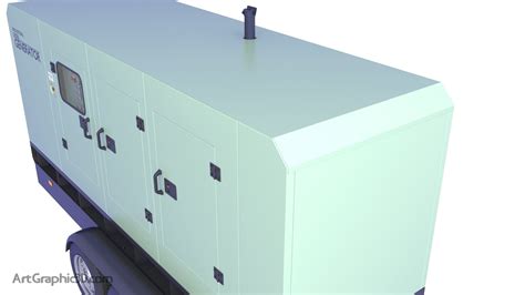 Mobile Towable Generator Trailer 3d Model Download