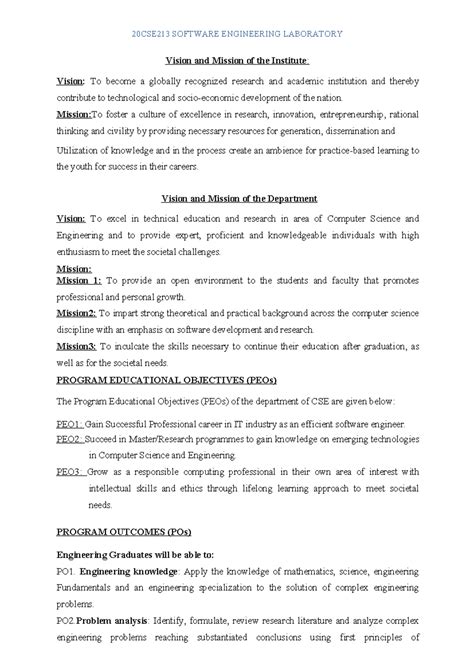 Se Lab About Software Engineering Vision And Mission Of The