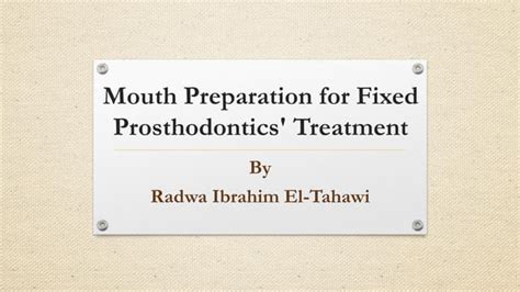 Mouth Preparation For Fixed Prosthodontic Treatmentpdf
