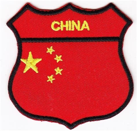 China Country Flag Shield Logo Embroidered Iron On Heat Seal Backing