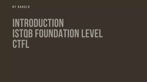 Introduction To Istqb Foundation Level Ctfl Pdf
