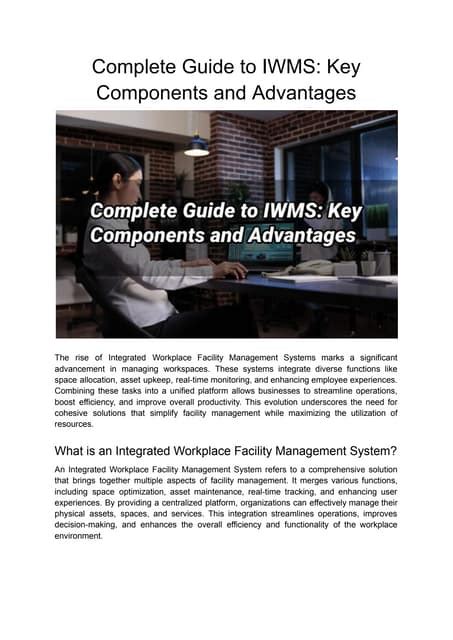Complete Guide To Iwms Key Components And Advantages Pdf
