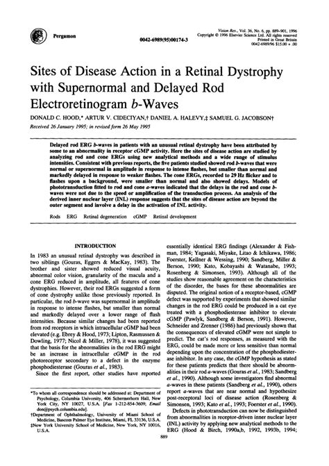 Pdf Sites Of Disease Action In A Retinal Dystrophy With Supernormal And Delayed Rod