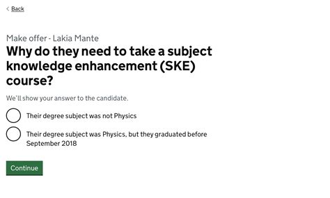 Making Subject Knowledge Enhancement Courses An Offer Condition