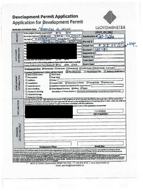 Fillable Online Development Permit Application Application For Fax