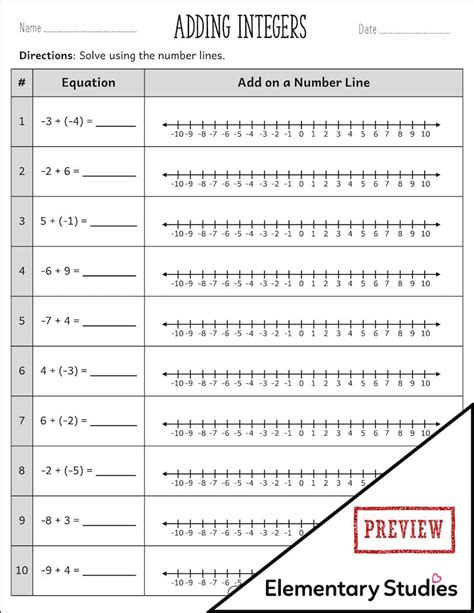 Adding And Subtracting Integers Worksheet