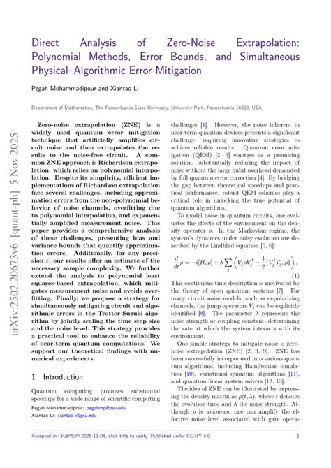 Pdf Direct Analysis Of Zero Noise Extrapolation Polynomial Methods Error Bounds And