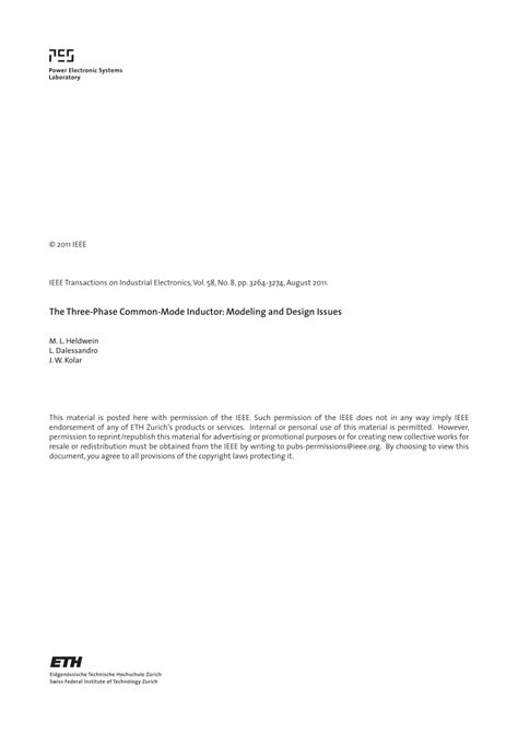 Pdf The Three Phase Common Mode Inductor Modeling And Design Issues