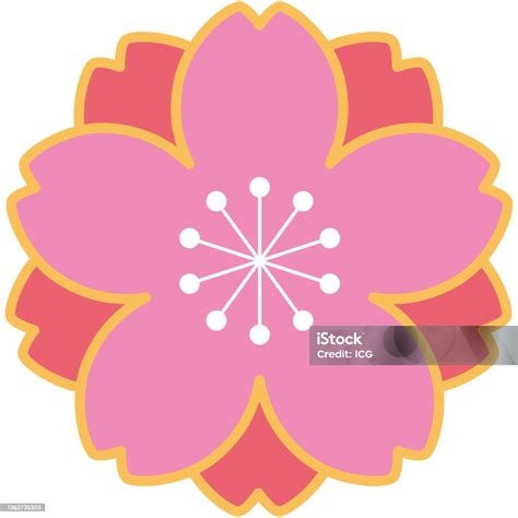 Simple Doublelayered Cherry Blossom Stock Illustration Download Image