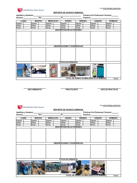 Formato De Reporte Semanal Pdf Ingeniería Enseñanza De Las Ciencias