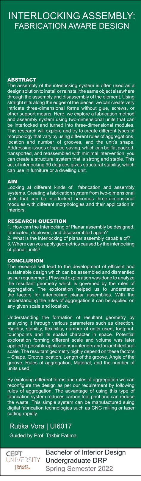 Interlocking Assembly Fabrication Aware Design Cept Portfolio