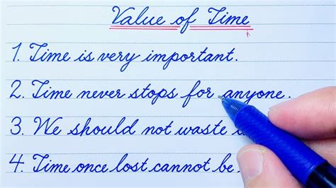 10 Lines On Value Of Time English Cursive Writing English Writing