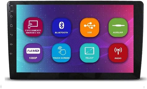 Central Multimídia Mp10 2 Din 9 Polegadas Voolt C8001 Bluetooth Usb Espelhamento Android E Ios