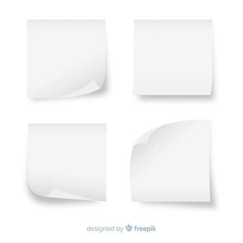 Conjunto De Notas Adhesivas Blancas En Estilo Realista Vector Premium
