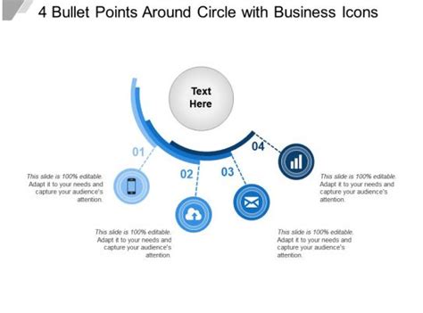 4 Bullet Points Around Circle With Business Icons Graphics