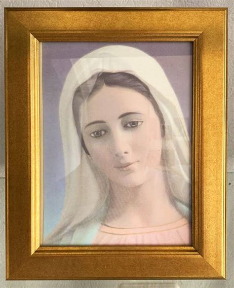 Cuadro Rostro Virgen De La Paz Con Marco Dorado