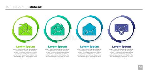 Set Envelope Outgoing Mail Envelope And Delete Envelope Business Infographic Template Vector