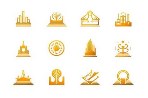 Premium AI Image A Series Of Orange Icons Depicting Different Types Of Buildings